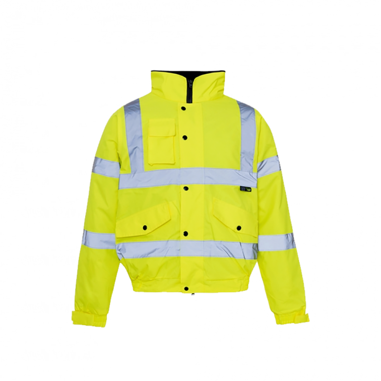 Hi Vis Yellow Wet Weather Padded Bomber Jacket (HV1215) - Spartan Safety