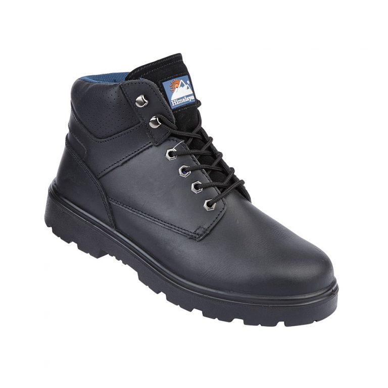 Black Leather Safety Boot with Dual Density Sole & Midsole - Spartan Safety